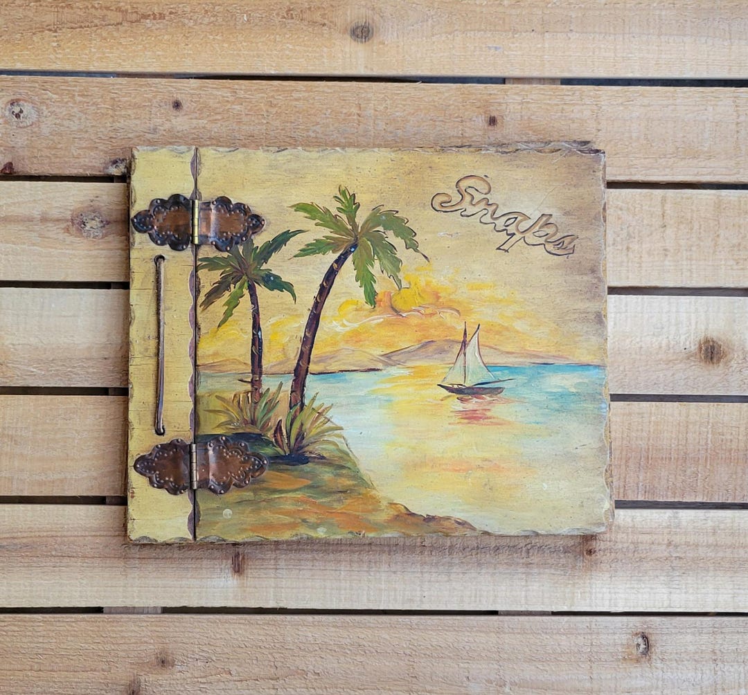 Wooden Snaps: VINTAGE Wood Photo ALBUM/SCRAPBOOK With Hand Painted ...