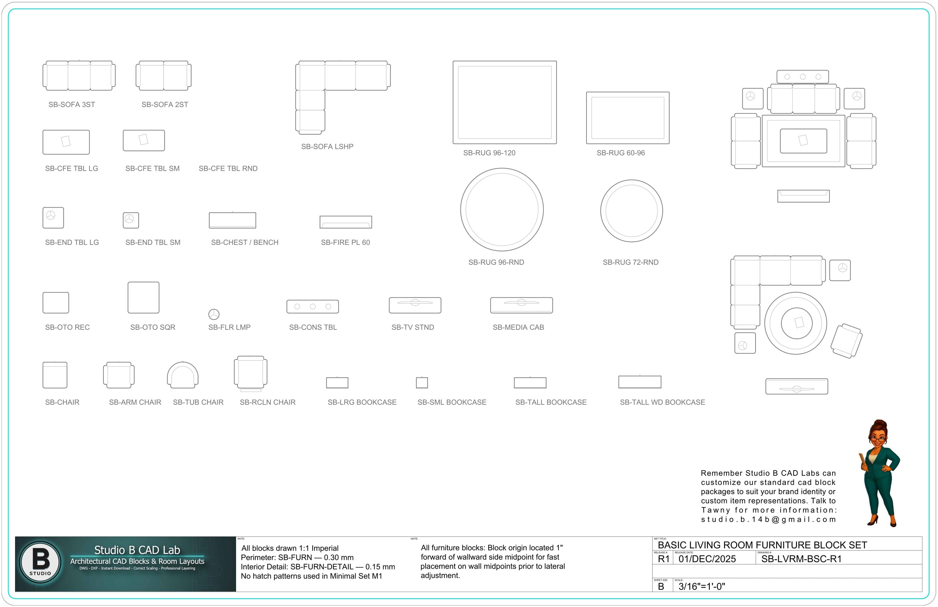 Living Room Furniture CAD Blocks DWG DXF Sofa Couch Chair Coffee Table ...