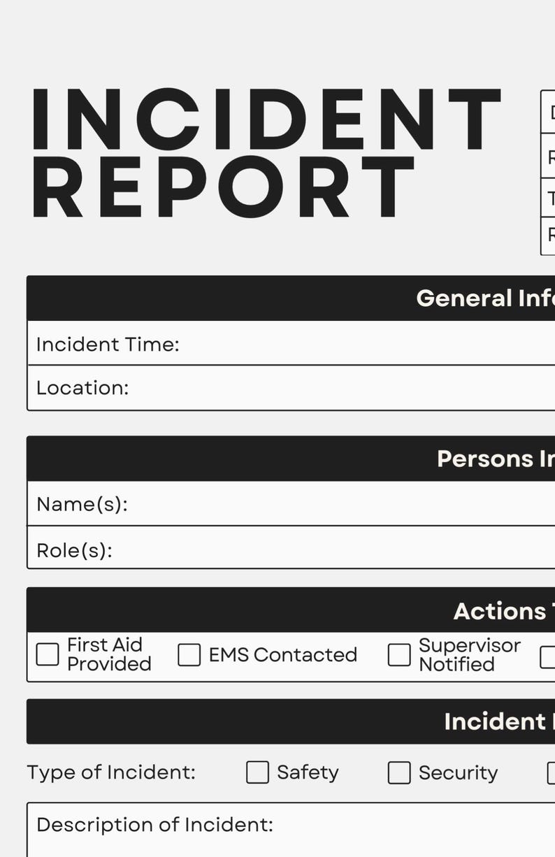 Security Incident Report Template (printable PDF + Editable Canva ...
