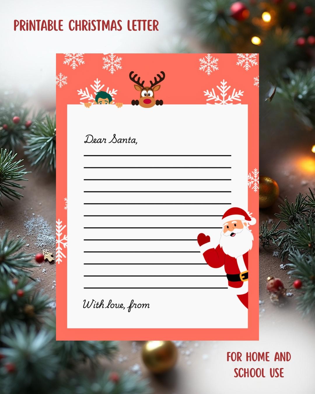 Printable Christmas Letter Template - Easy Instant Download - Etsy