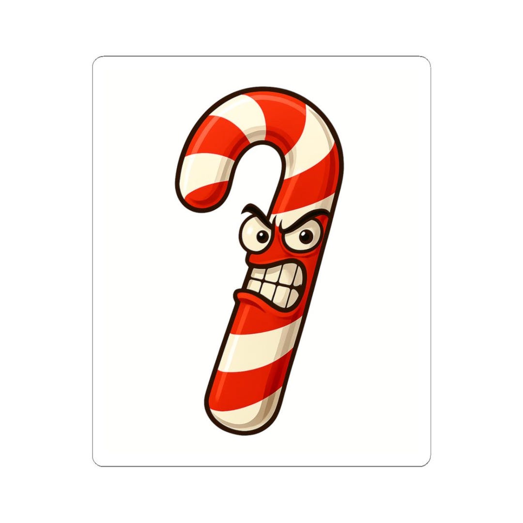 Angry Christmas Ornament Sticker Kiss-cut | Candy Cane Ornament Decal ...