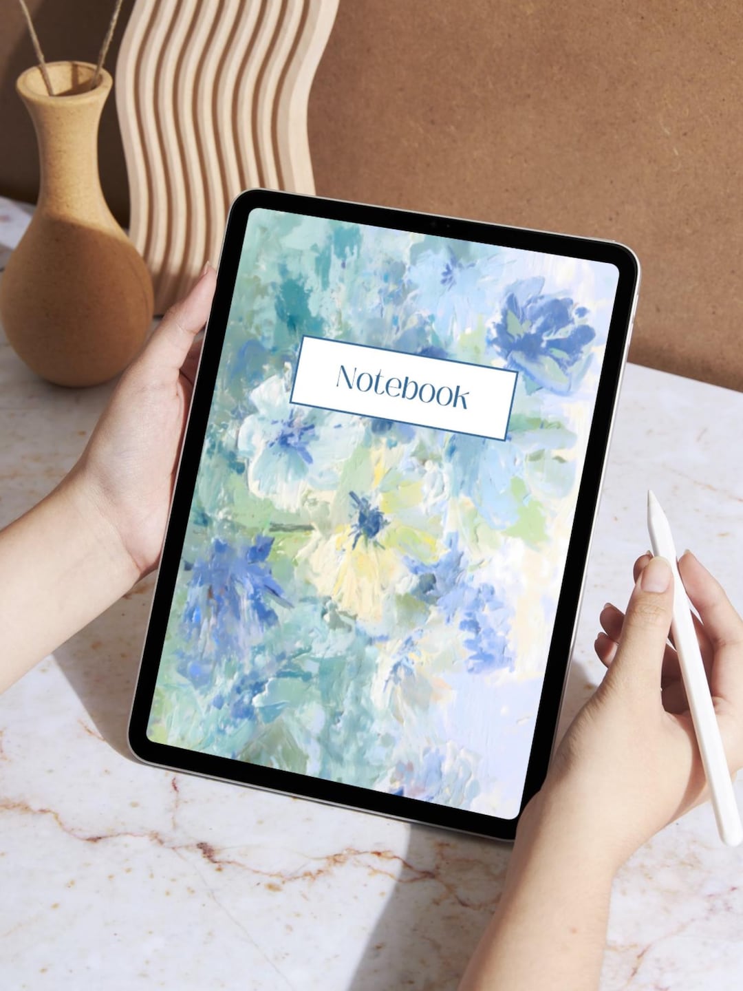 Digital Blue Flower Gradient Notebook - Etsy