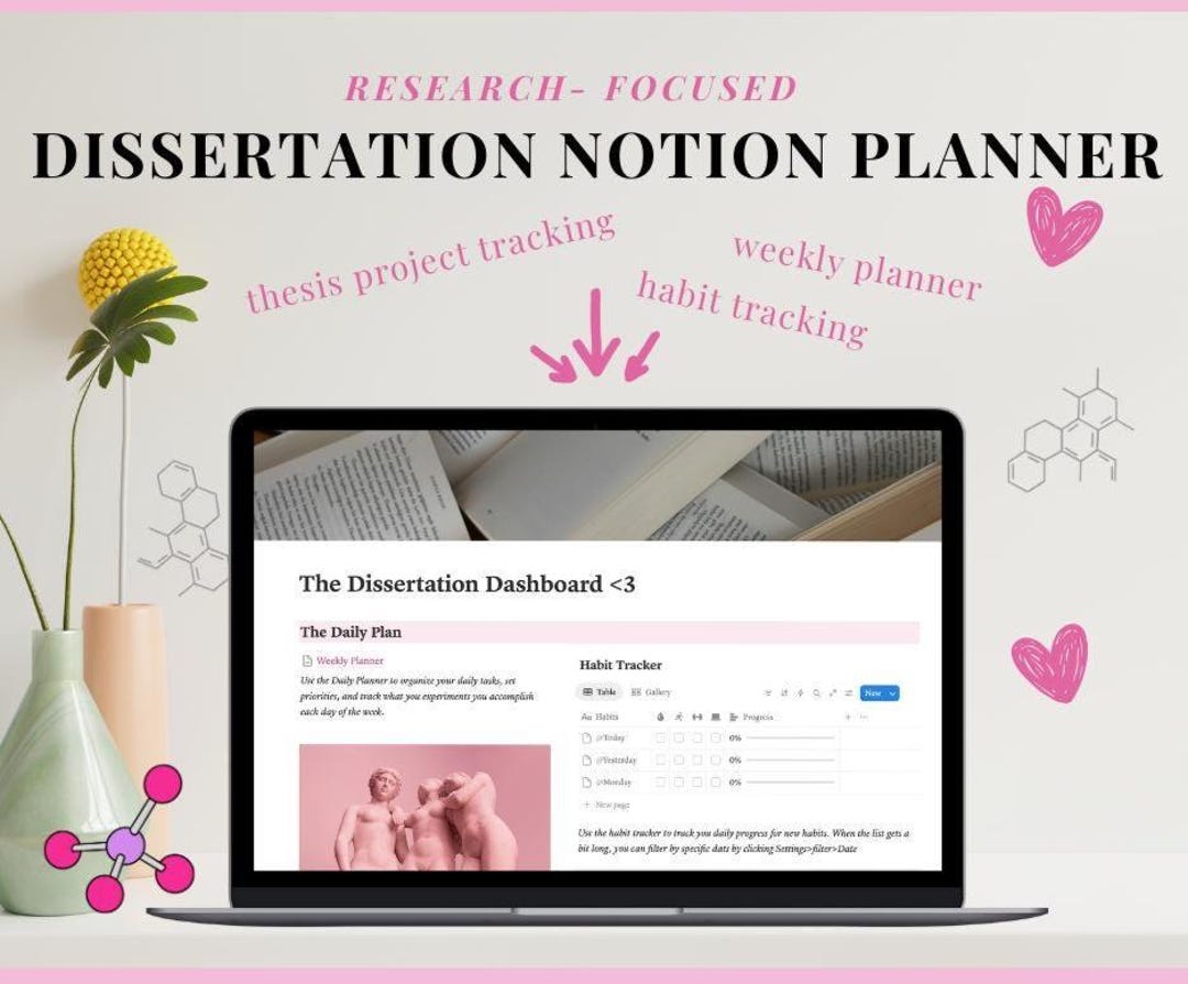Dissertation Phd Notion Template | Pink Doctoral, Masters Research ...