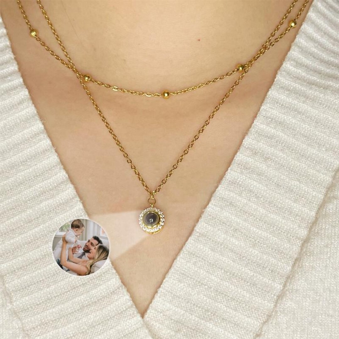 Layered Photo Projection Stone Jewelry | Custom Keepsake Necklace ...