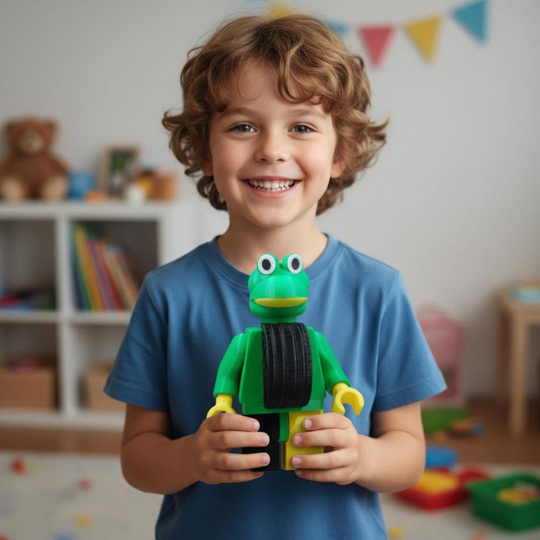 3D Printed Brainrot Frog in Tire | Brick Style Meme Figurine for Gamer ...
