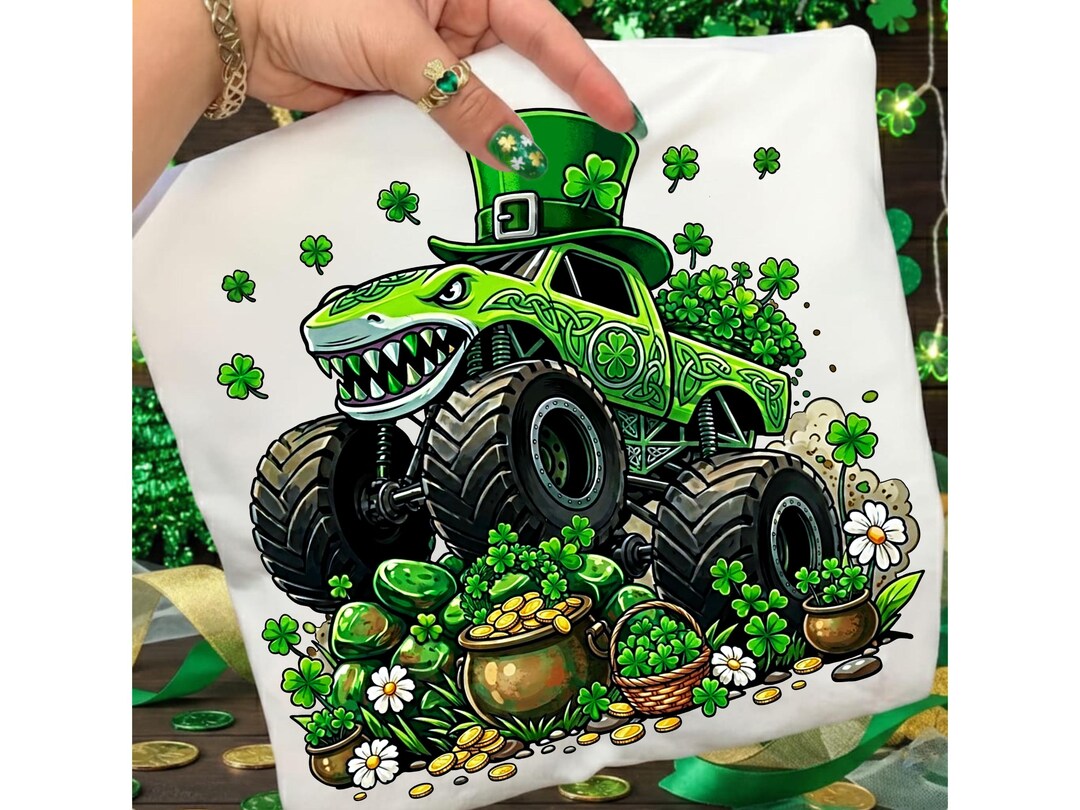 St Patrick’s Day Truck PNG, Lucky Shamrock Monster Truck Sublimation ...