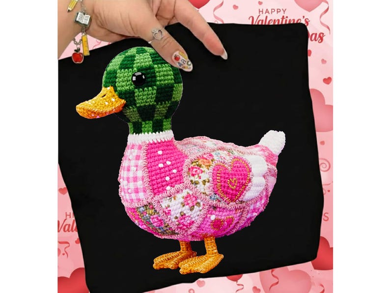 Grandma Core Duck PNG | Crochet Style | Patchwork Quilted Mallard Duck ...