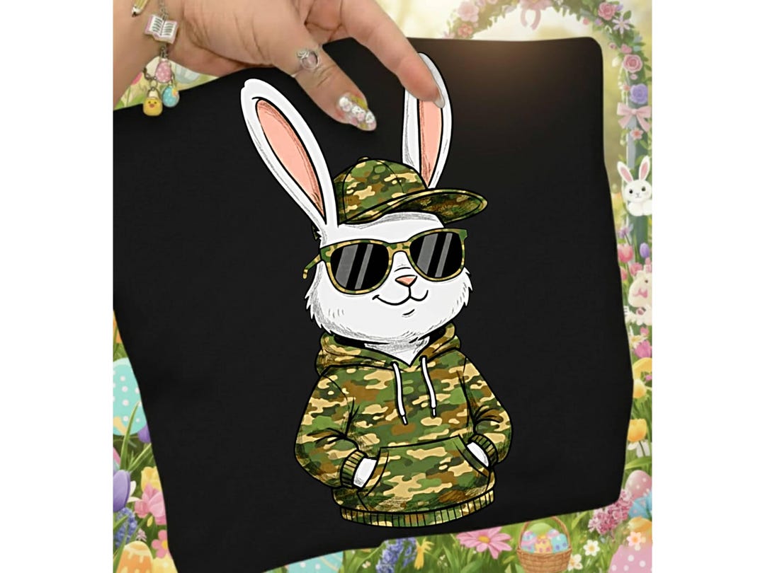Camo Bunny PNG | Trendy Easter Bunny Sublimation Design | Leopard ...