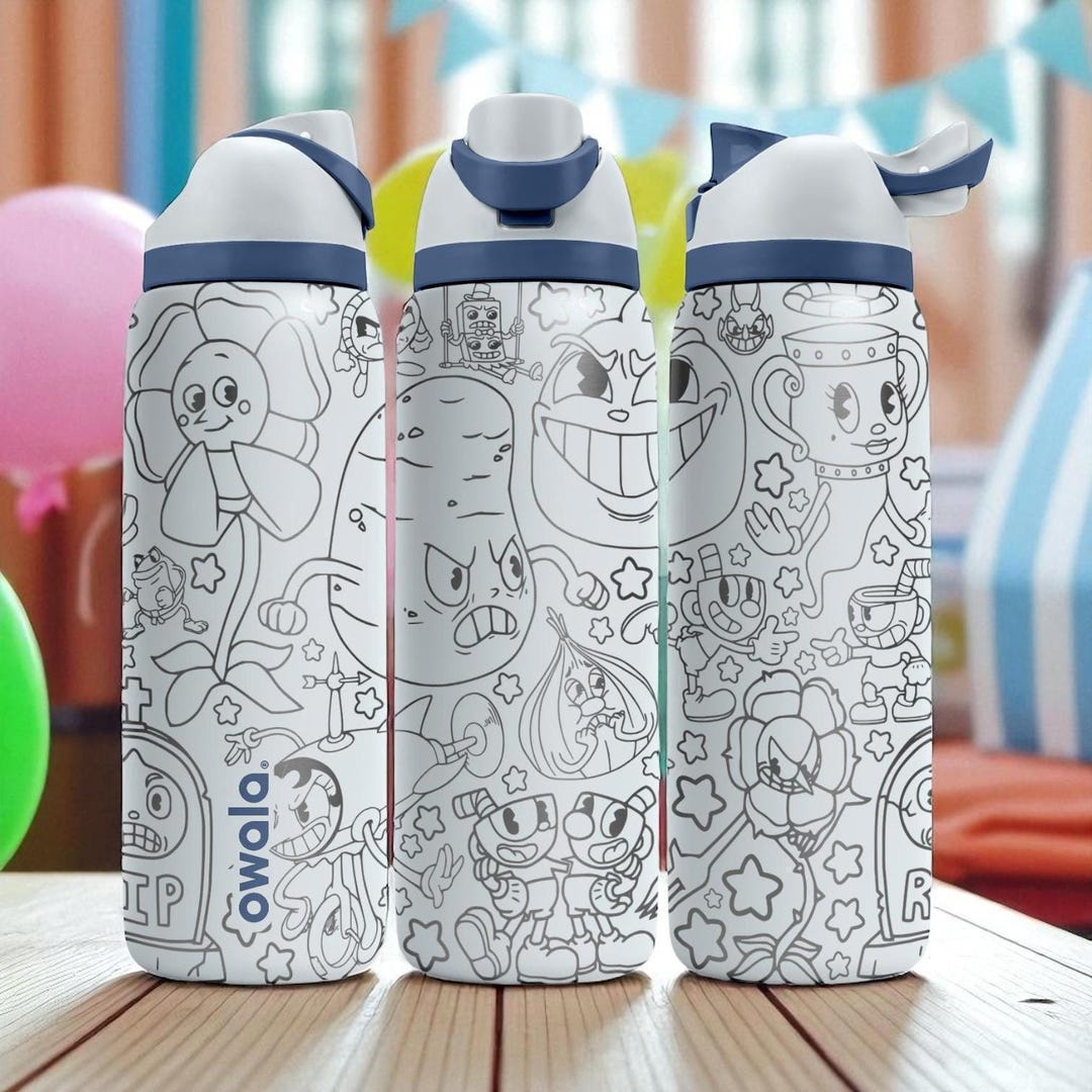 Engraved Cartoon Tumbler – Owala Water Bottle With Fun Characters ...