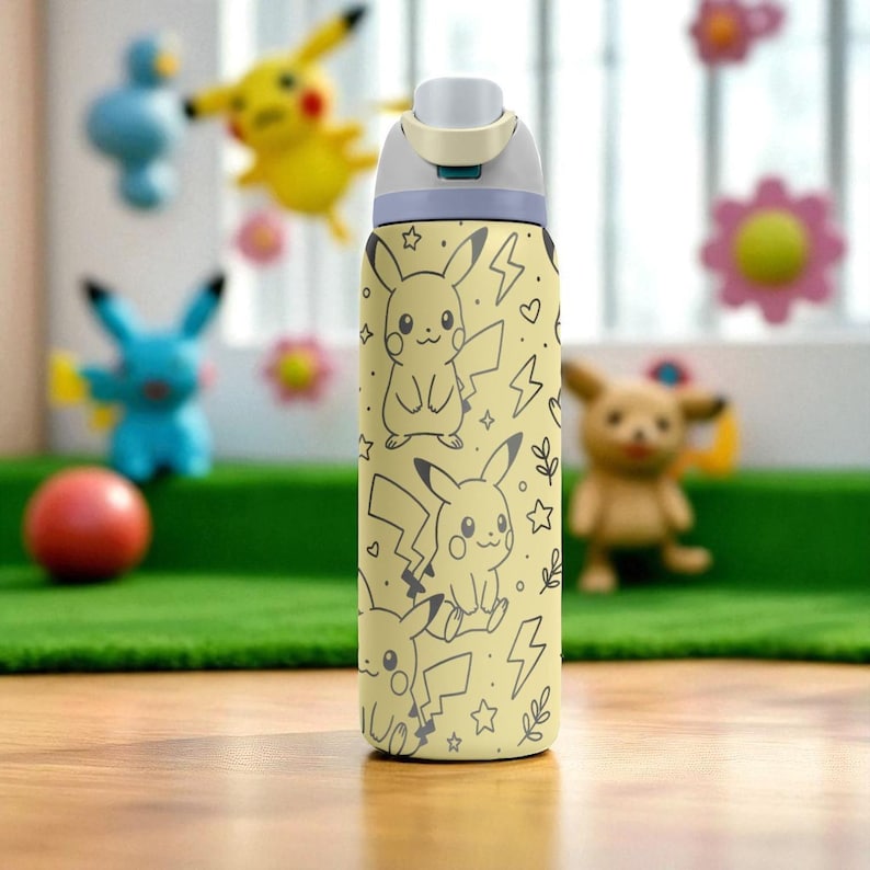 Pikachu Inspired Owala Bottle – 16oz 24oz 32oz 40oz Engraved Anime Cup ...