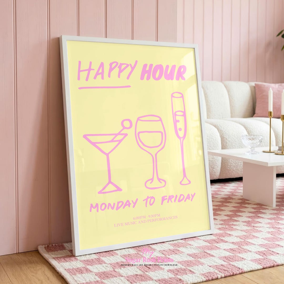 Pink Martini Cocktail Print | Retro Bar Cart Wall Art (digital Download ...