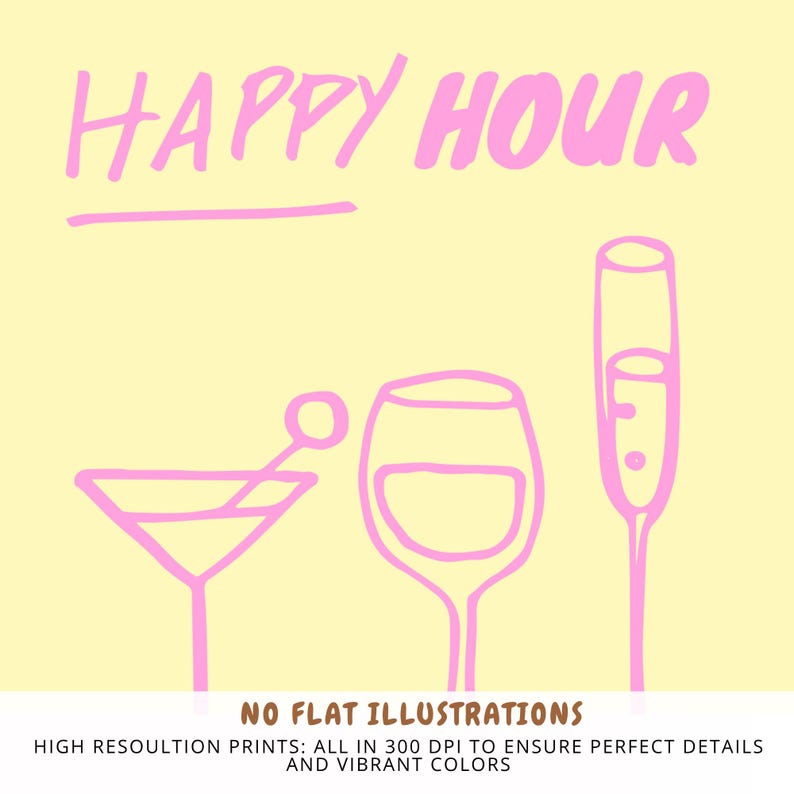 Pink Martini Cocktail Print | Retro Bar Cart Wall Art (digital Download ...