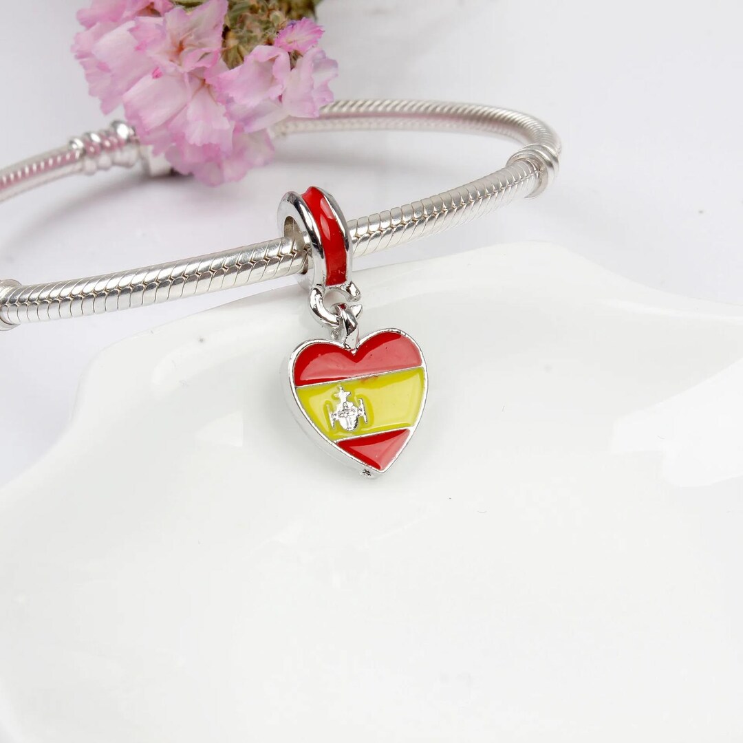 Heart-shaped Spain Flag Charm for Pandora Bracelet - Etsy