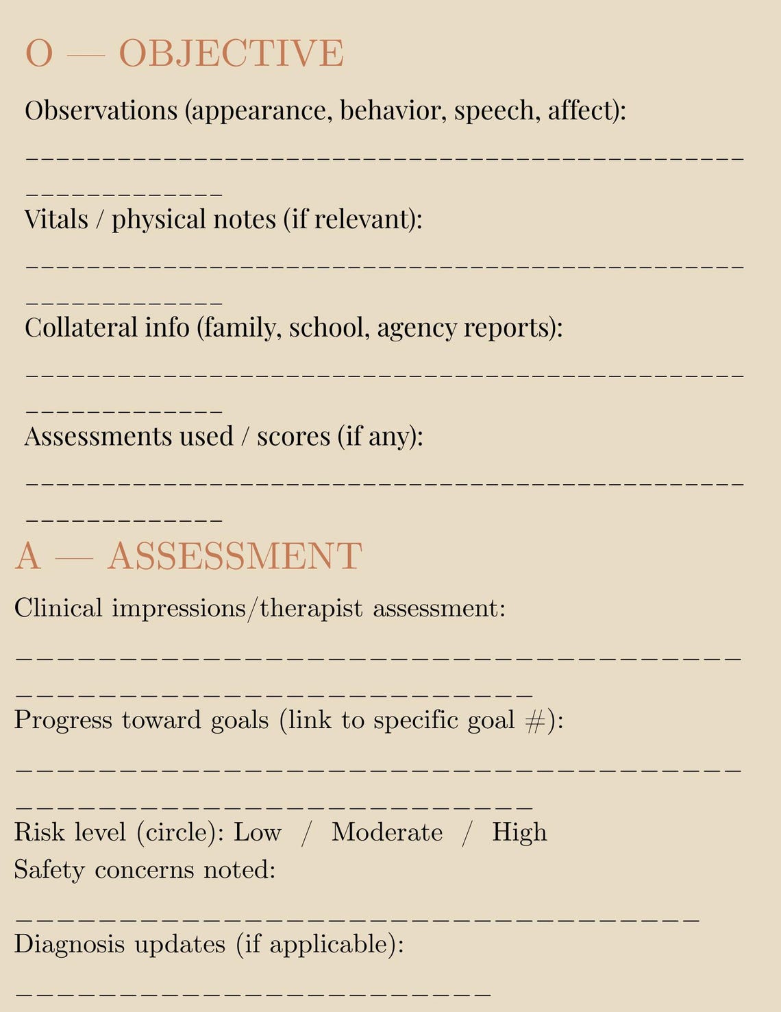 SOAP Notes Template | Social Work Notes | Editable Printable PDF - Etsy