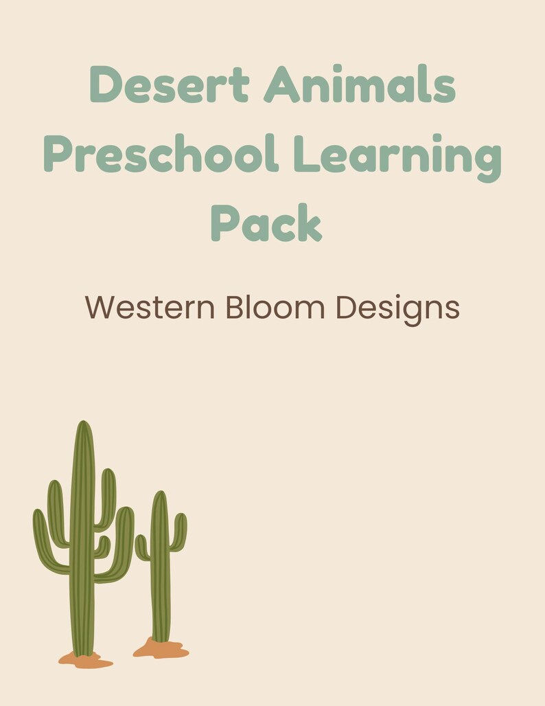 Desert Animals Preschool Learning Pack - Etsy