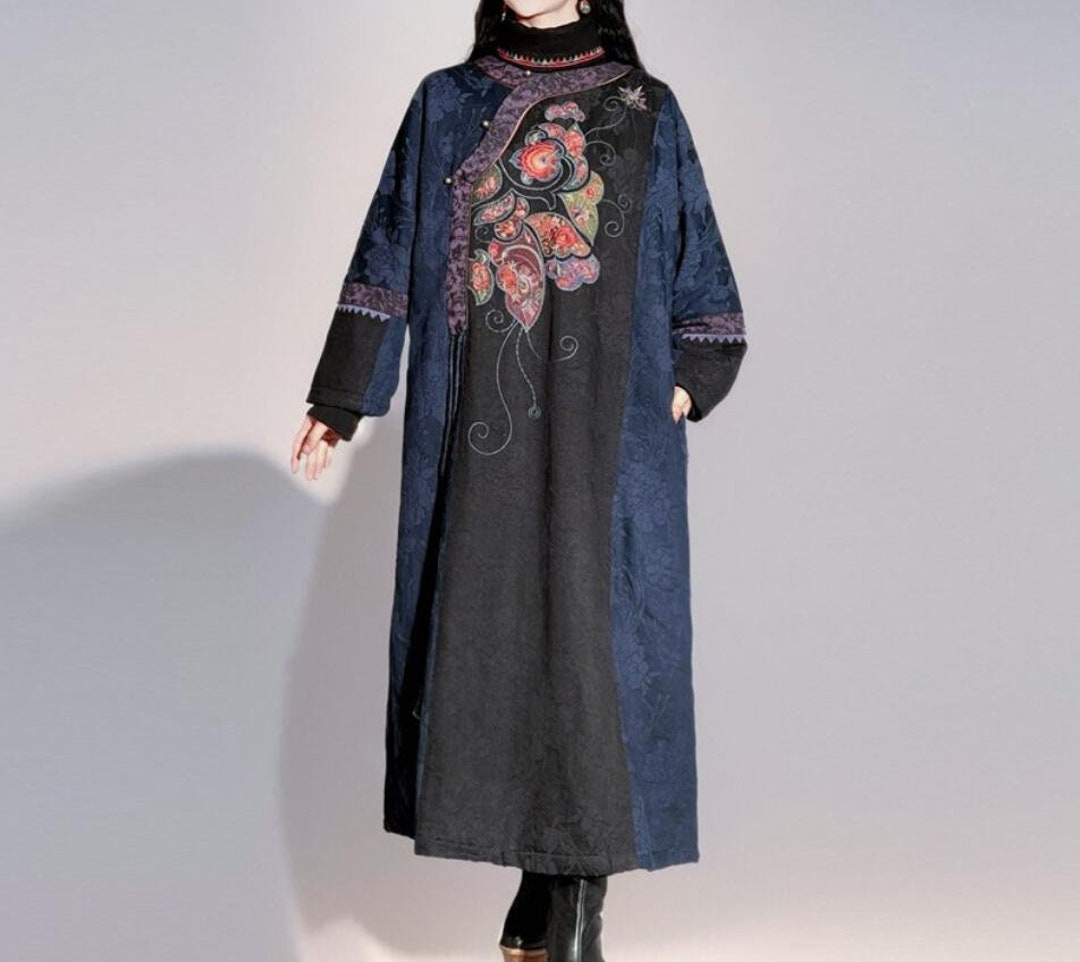 Loose Fit Dark Blue Maxi Dress Retro Dresses Women Dresses - Etsy