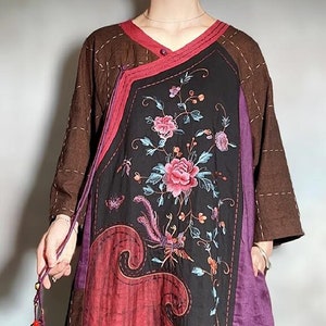 Autumn Linen Maxi Dress Womens Dresses Long V Collar Robe - Etsy