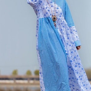 Womens Cotton Long Dresses Large Size Dresses Longsleeve - Etsy