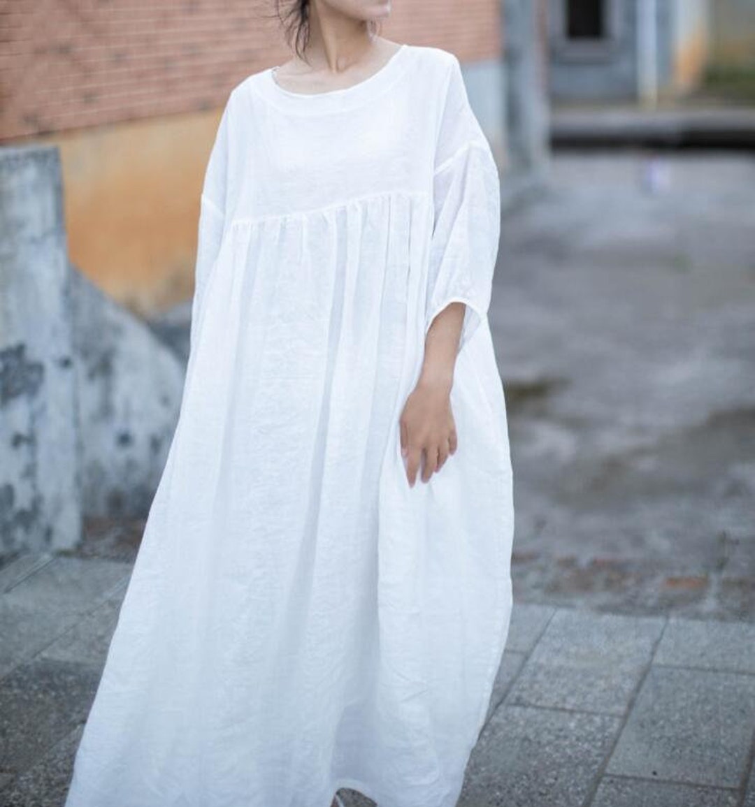 Women Summer Maxi Dress Ramie Long Dress Oversized Dress - Etsy