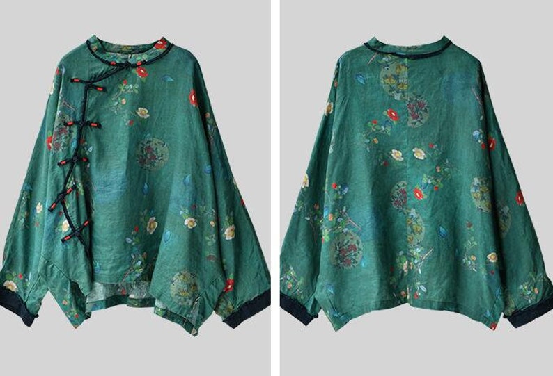 Women Linen Blouse Long Sleeved Shirt Green Linen Top - Etsy