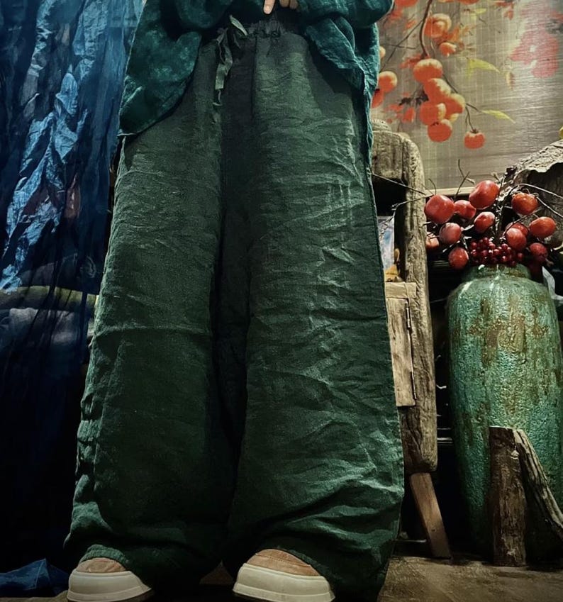 Loose Linen Pants/ Spring Autumn Trousers With Pockets/ Women Long ...