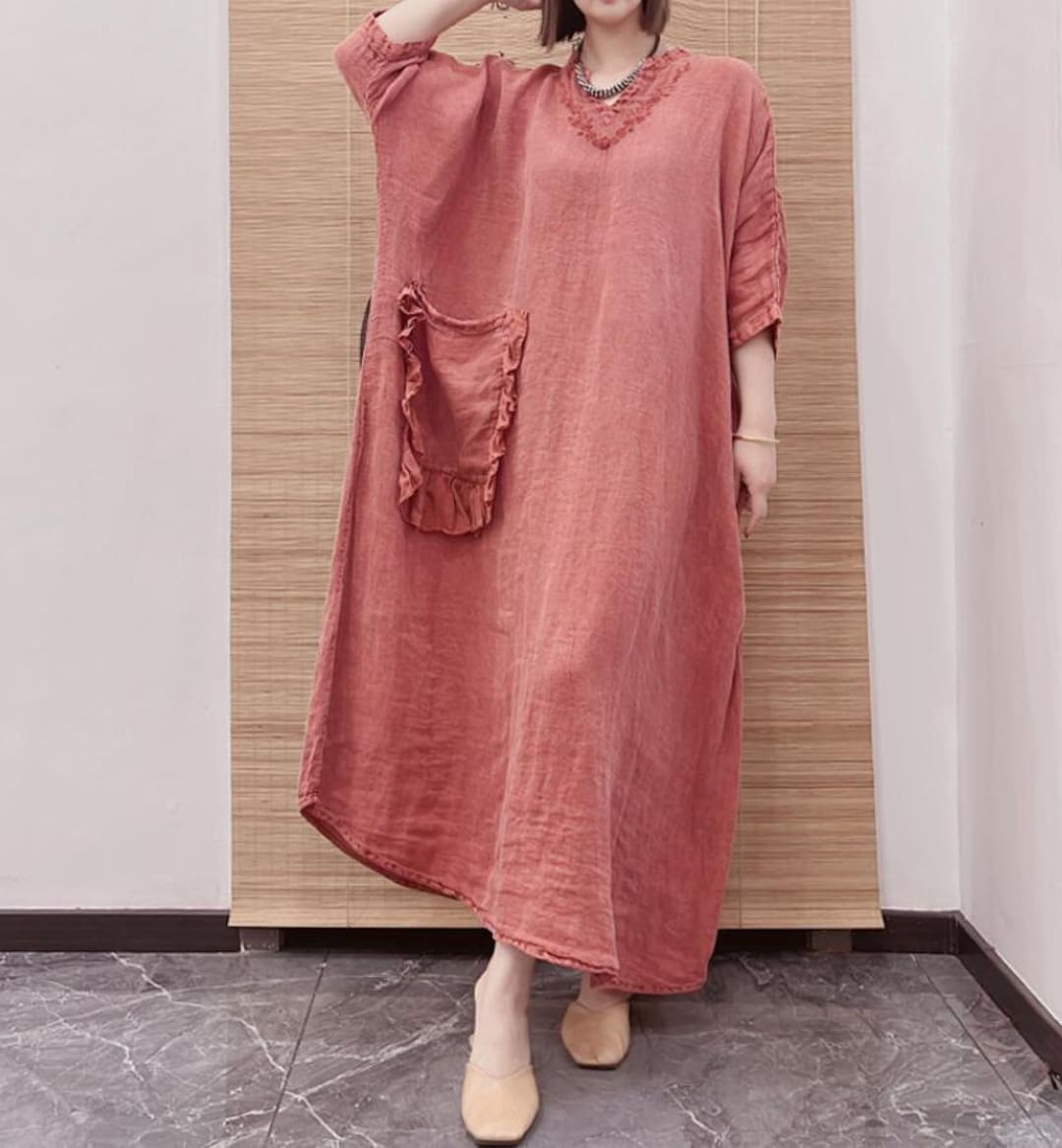 Linen Maxi Dress for Women, Summer Loose Fit Linen Dress, Women Linen ...