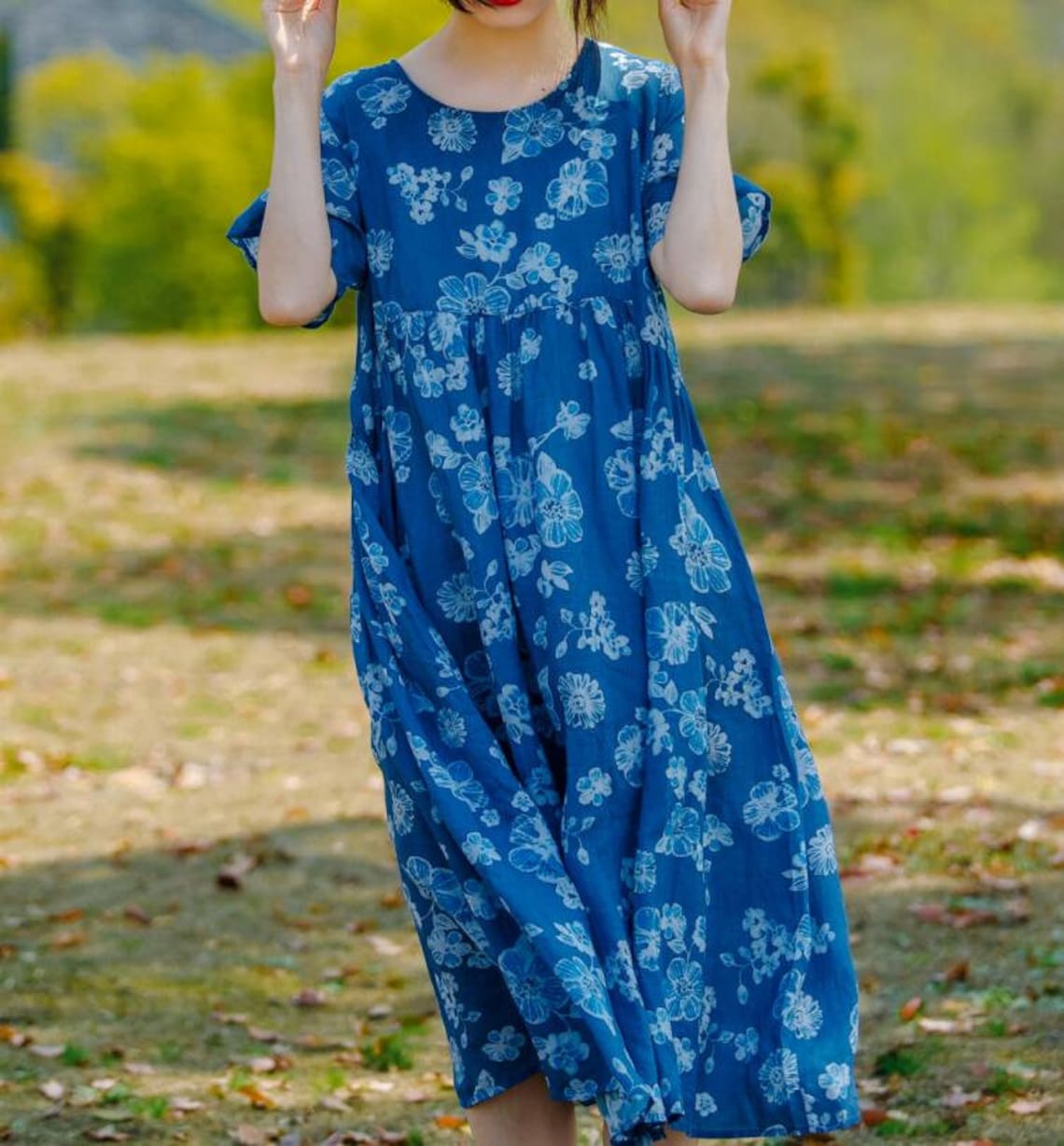 Women Midi Dresses Summer Loose Fitting Dress Linen Dress Etsy