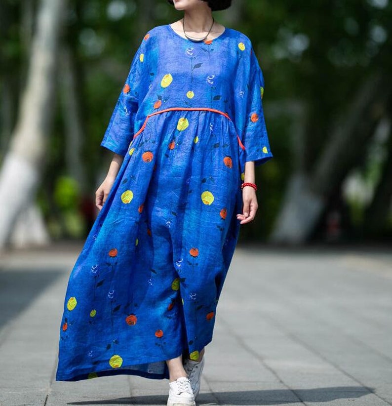 Womens Linen Maxi Dress Loose Fitting Dresses Prom Dress | Etsy