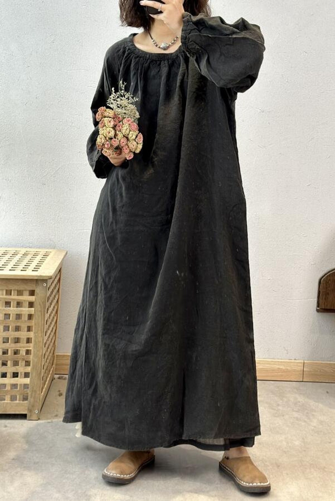 Womens Long Linen Dress Loose Linen Dress Linen Robes Women - Etsy