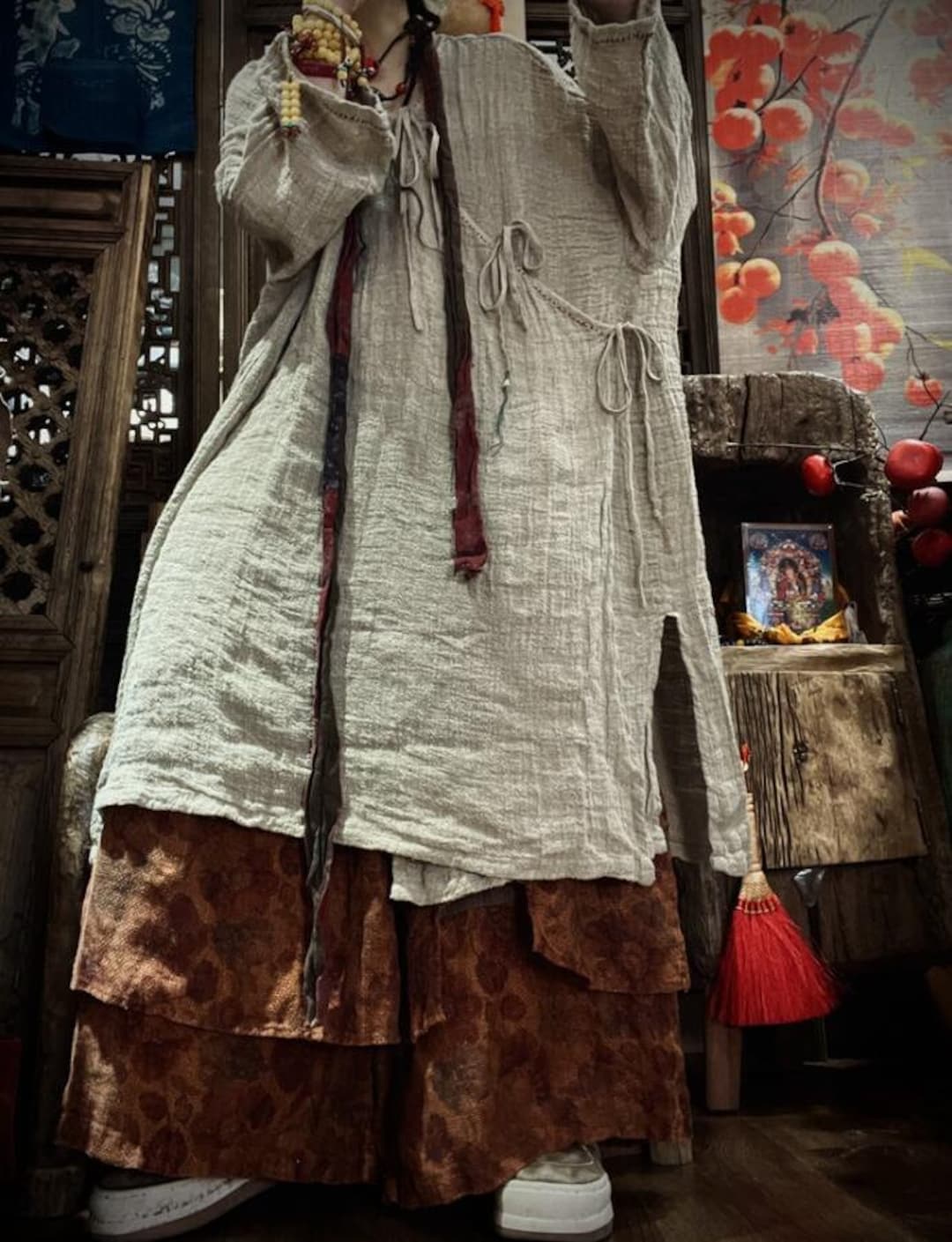 Women Linen Blouse, Long Linen Shirt, Loose Linen Top, Vintage Linen ...