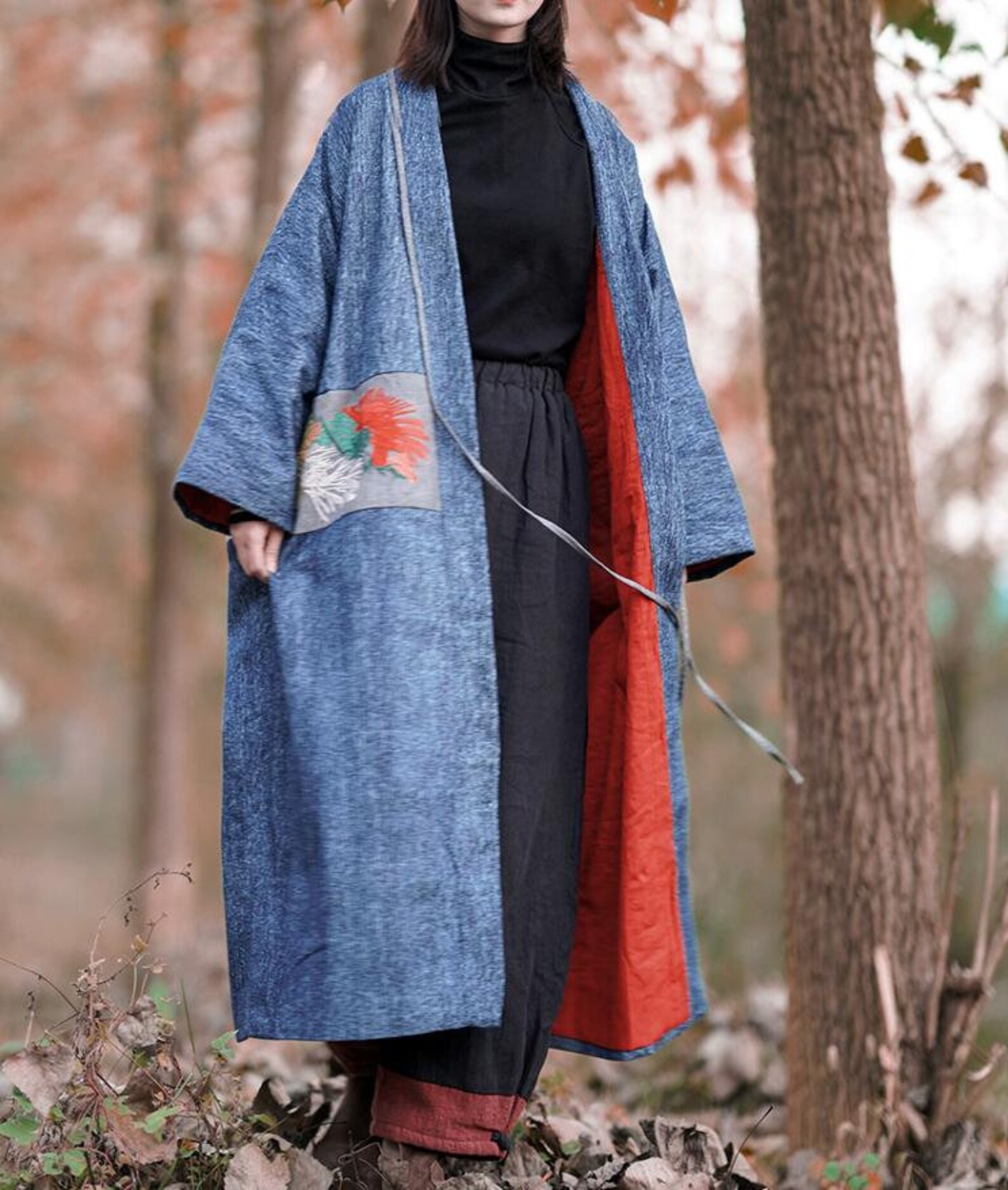 Winter Denim Long Padded Coat Warm Robe Oversized Long Coat | Etsy