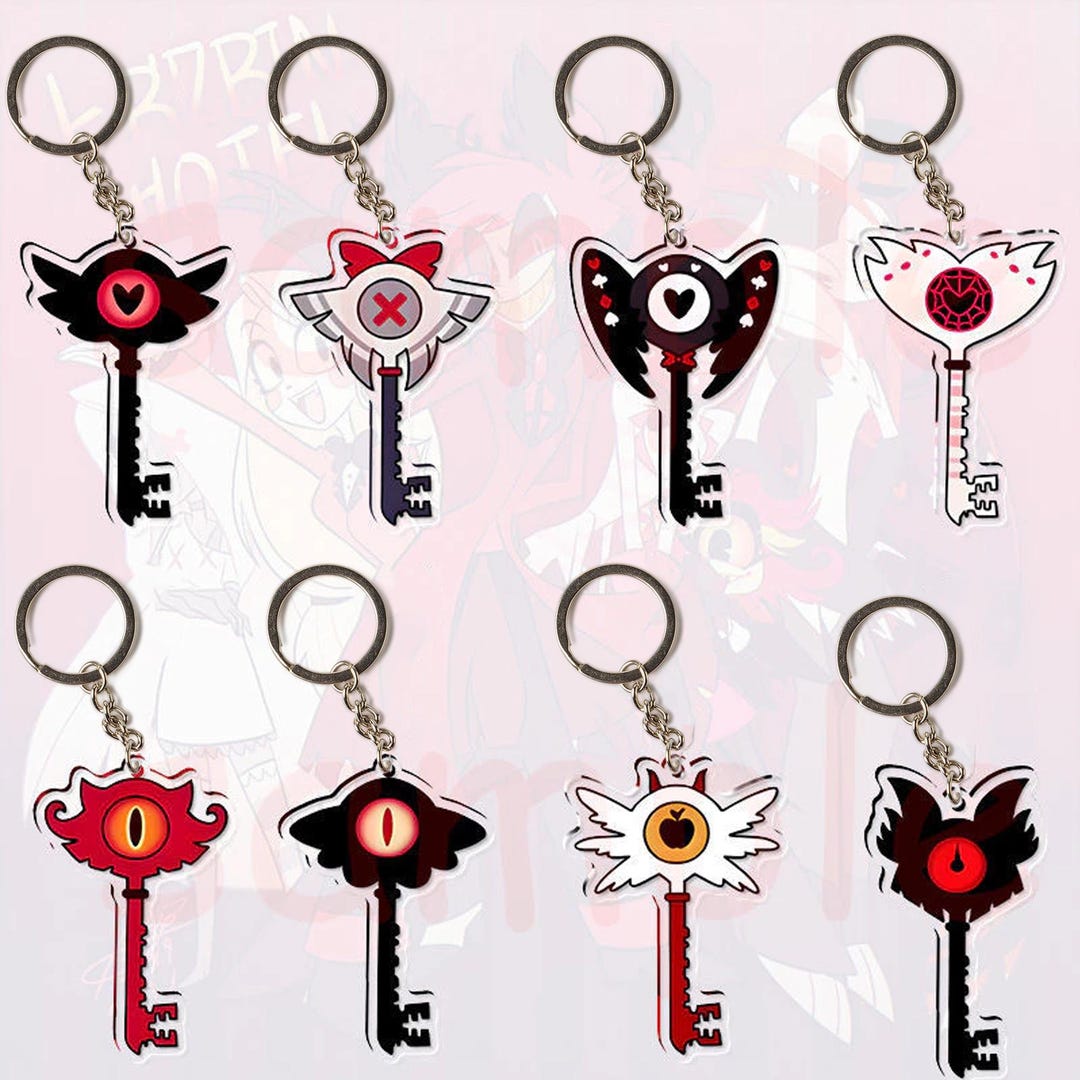 Hazbin Hotel Characters Chibi Keychains, Alastor Charlie Vaggie Angel ...