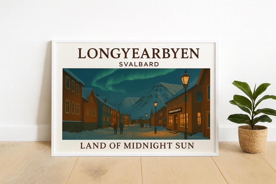 Longyearbyen Svalbard Wall Art | Arctic Norway Travel Poster | Northern ...