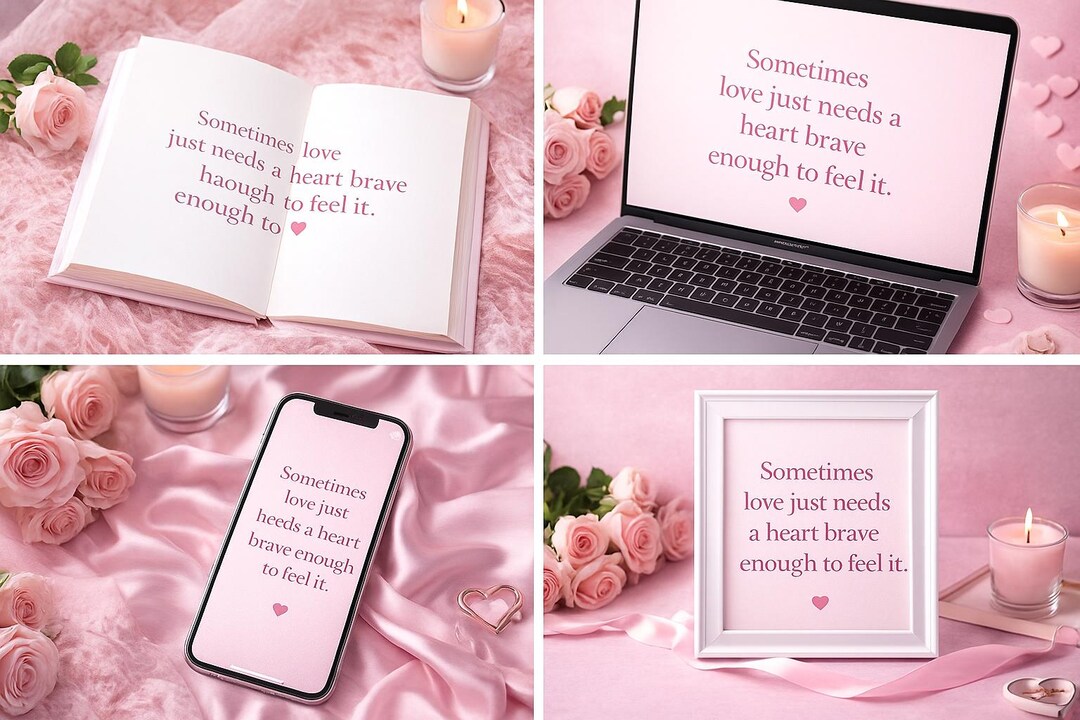 Pink Romantic Quote Pack: Soft Heart Wallpapers (digital Download) - Etsy