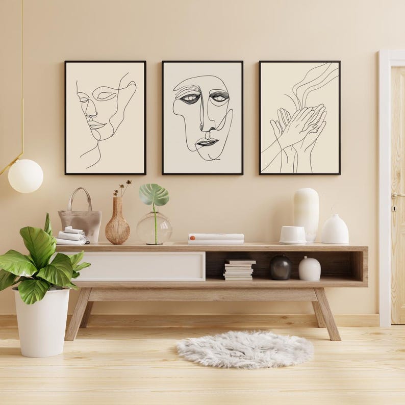 200+ Abstract Minimalist Prints | Neutral Gallery Wall Bundle (digital ...