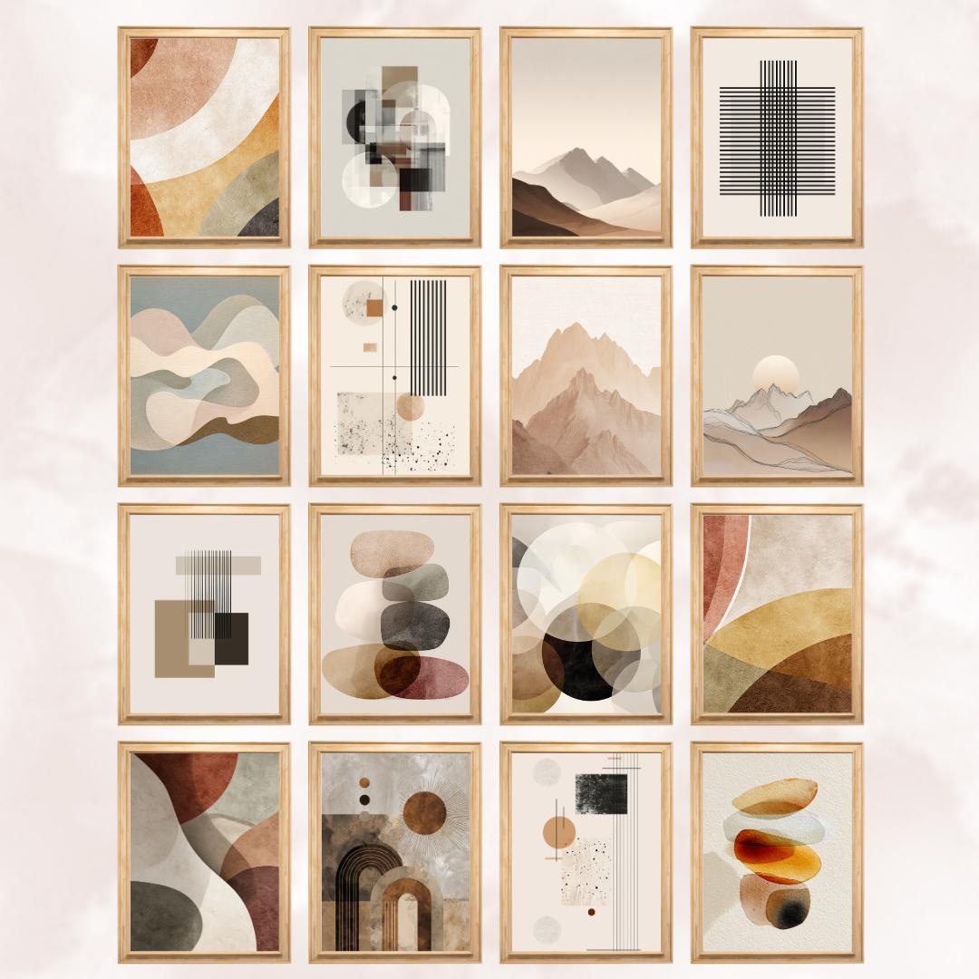 200+ Abstract Minimalist Prints | Neutral Gallery Wall Bundle (digital ...