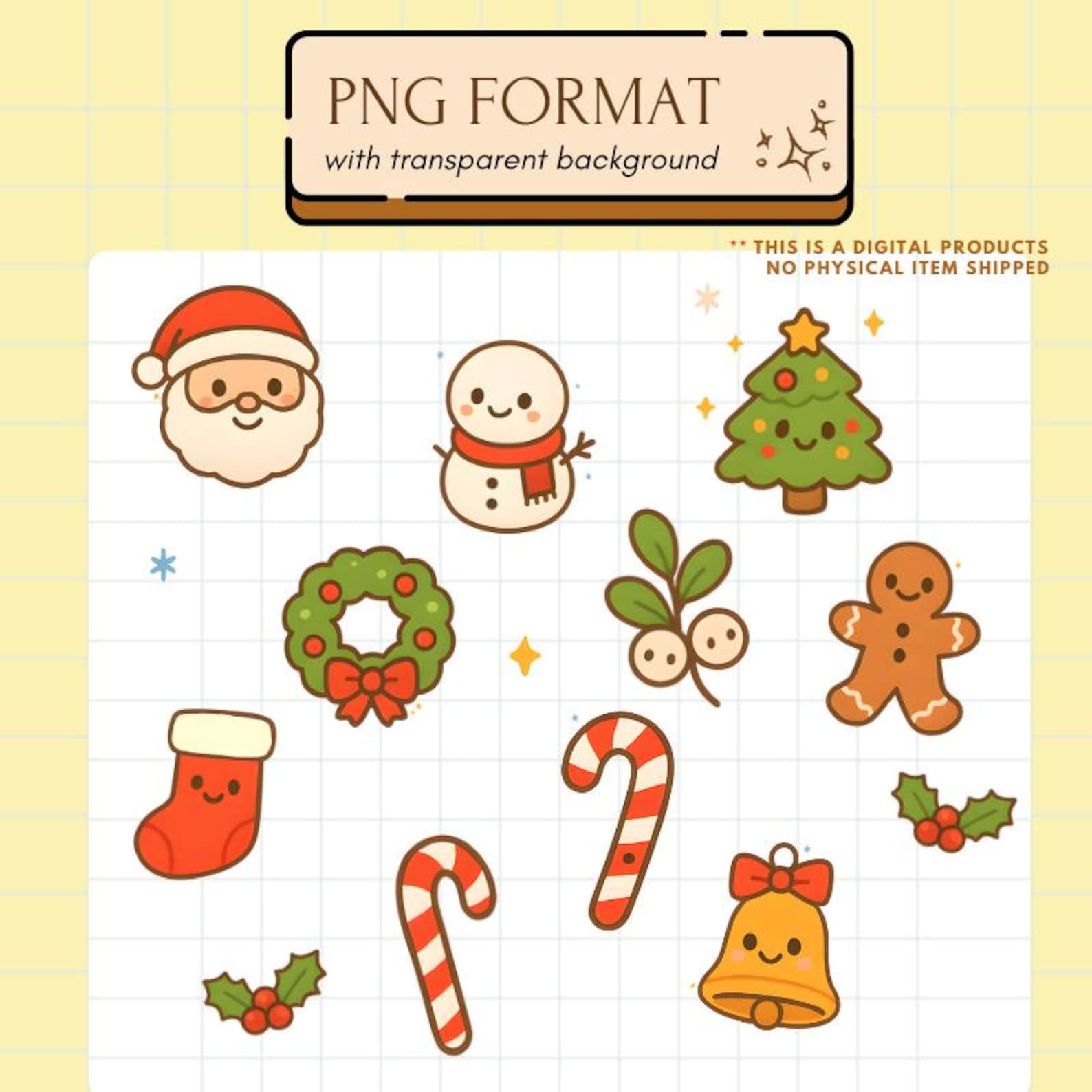 Kawaii Christmas Stickers | PNG Clipart for Goodnotes (digital Download ...