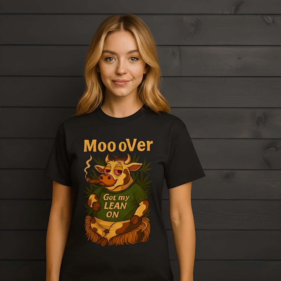 420 Moo Over Cow Smoking Cartoon Tee | Got My Lean On, Retro Stoner Art ...