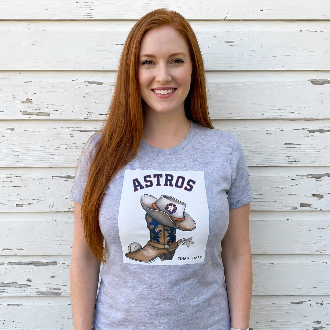 Cowboy Boot & Sombrero Astros Tee by Tina K Star | Women's Baseball ...