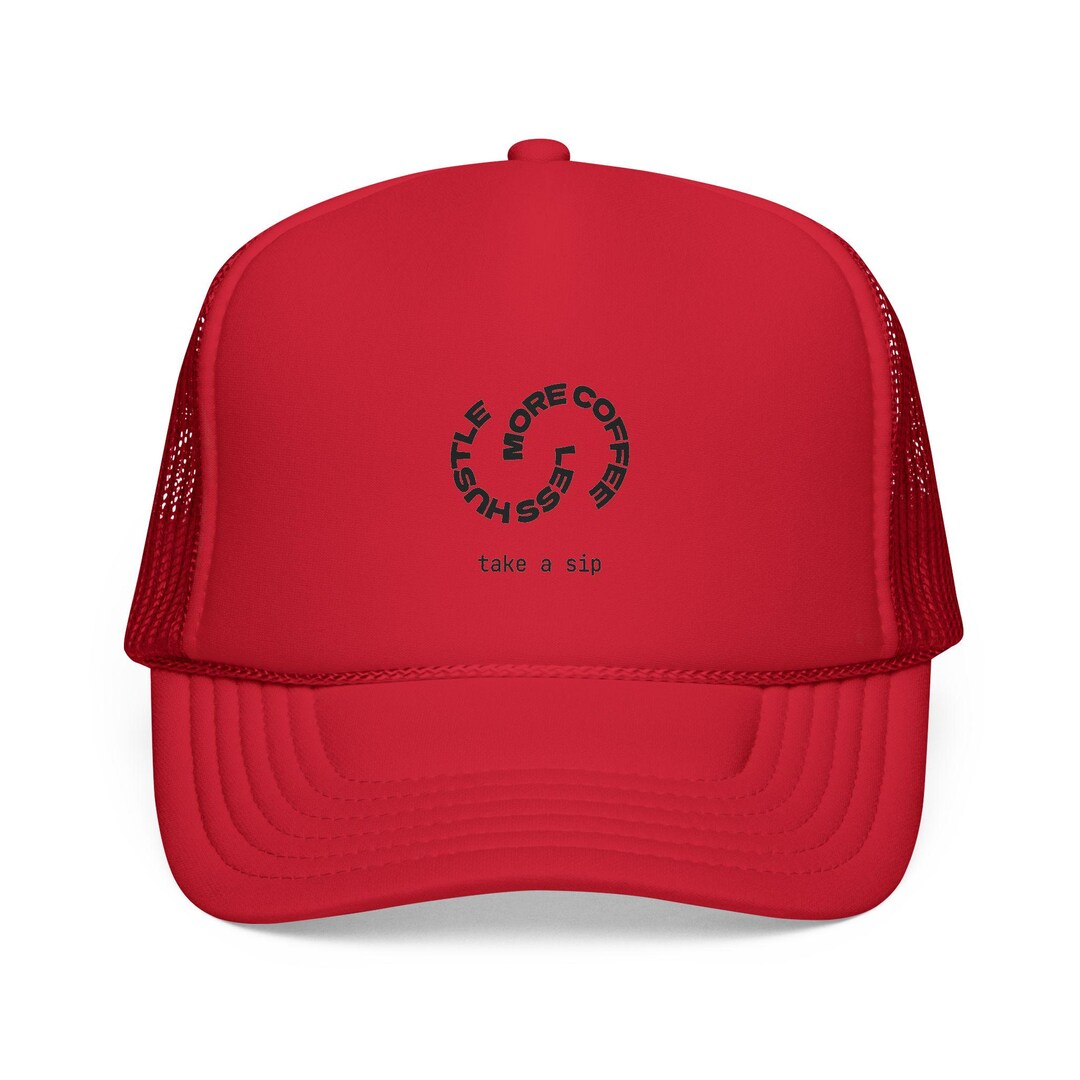 S-shaped Coffee Bean Logo Trucker Cap | Red Mesh Snapback - Etsy