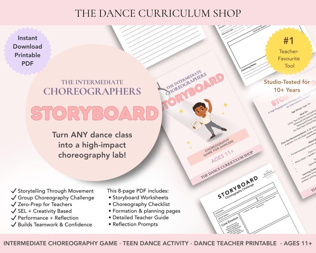 Intermediate Choreographers Storyboard | Dance Choreography Activity ...