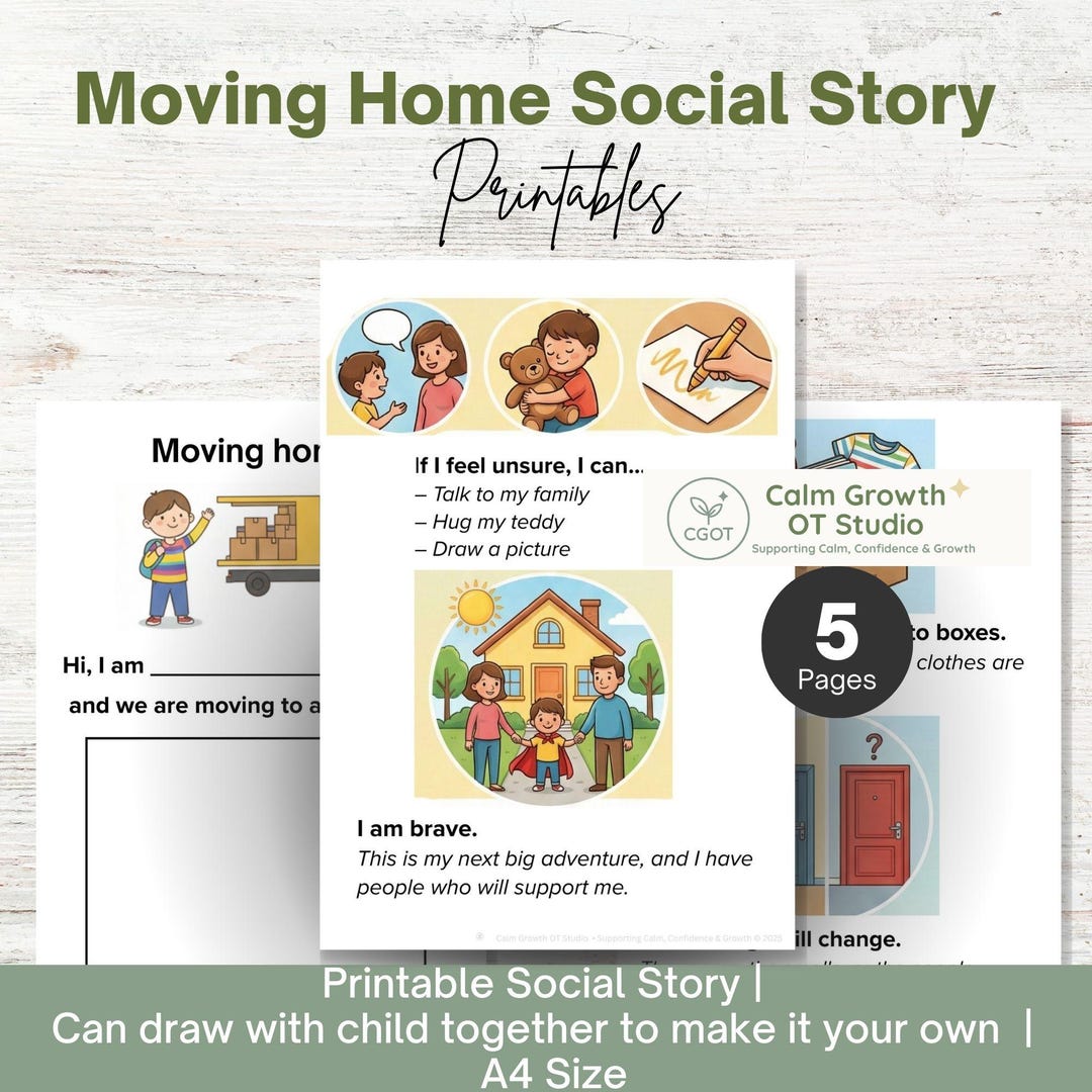 Moving Home Social Story for Kids | Visual Support Printable ...