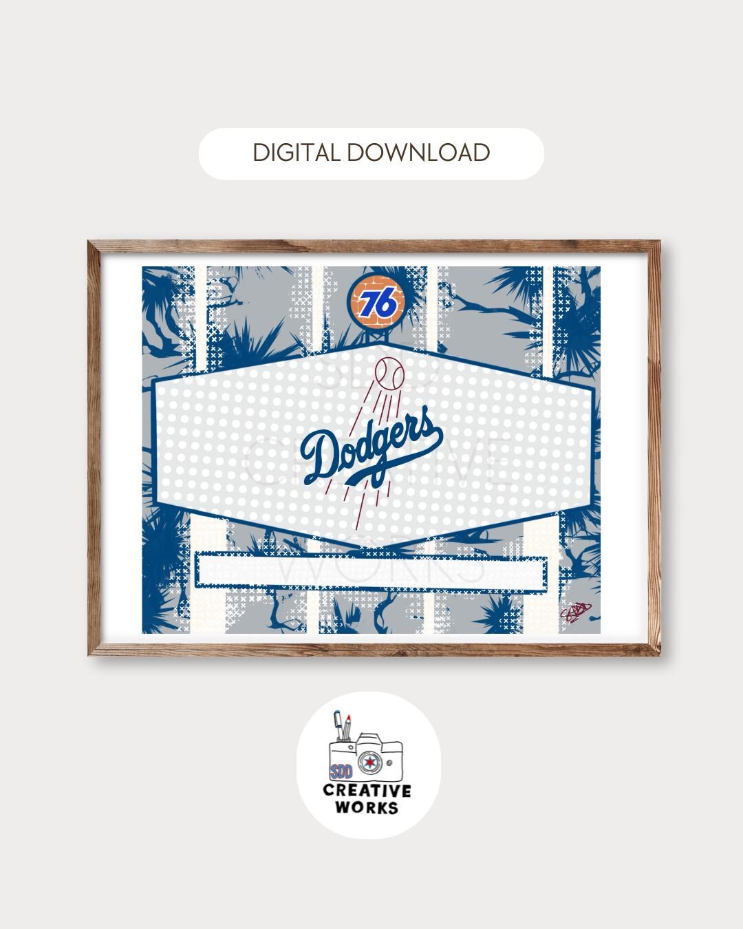 Comic Dodgers Print – Digital Download (8x10 Landscape) | Vintage LA ...