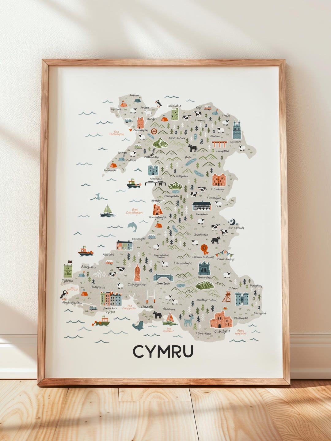 Cymru Welsh Map of Wales Print | Wales Wall Art | Wales Map Poster ...