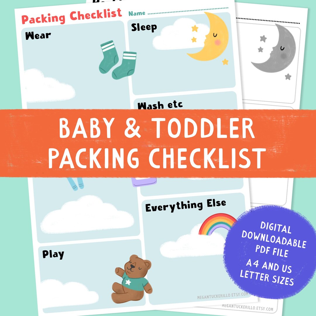 Baby Packing Checklist. Toddler and Baby Printable List. Toddler Travel ...