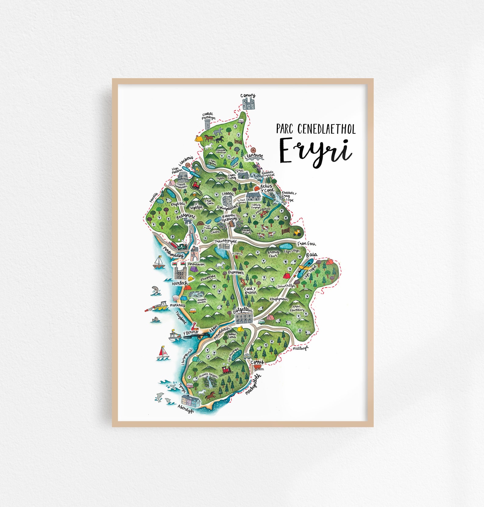 Eryri Map Print Map of Snowdonia National Park Mapiau Parc | Etsy UK