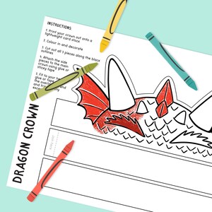 Dragon Crown Printable Craft. Dragon Party Craft Activity. Dragon ...