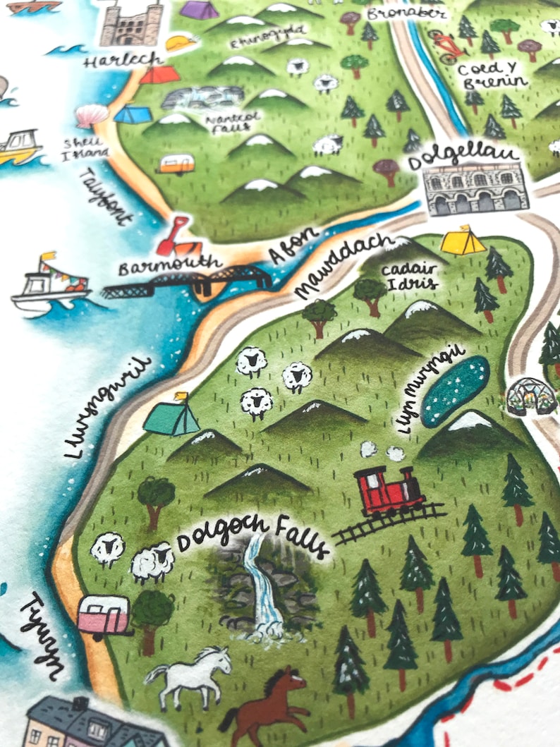 Snowdonia Map Print Map of Snowdonia National Park Parc - Etsy