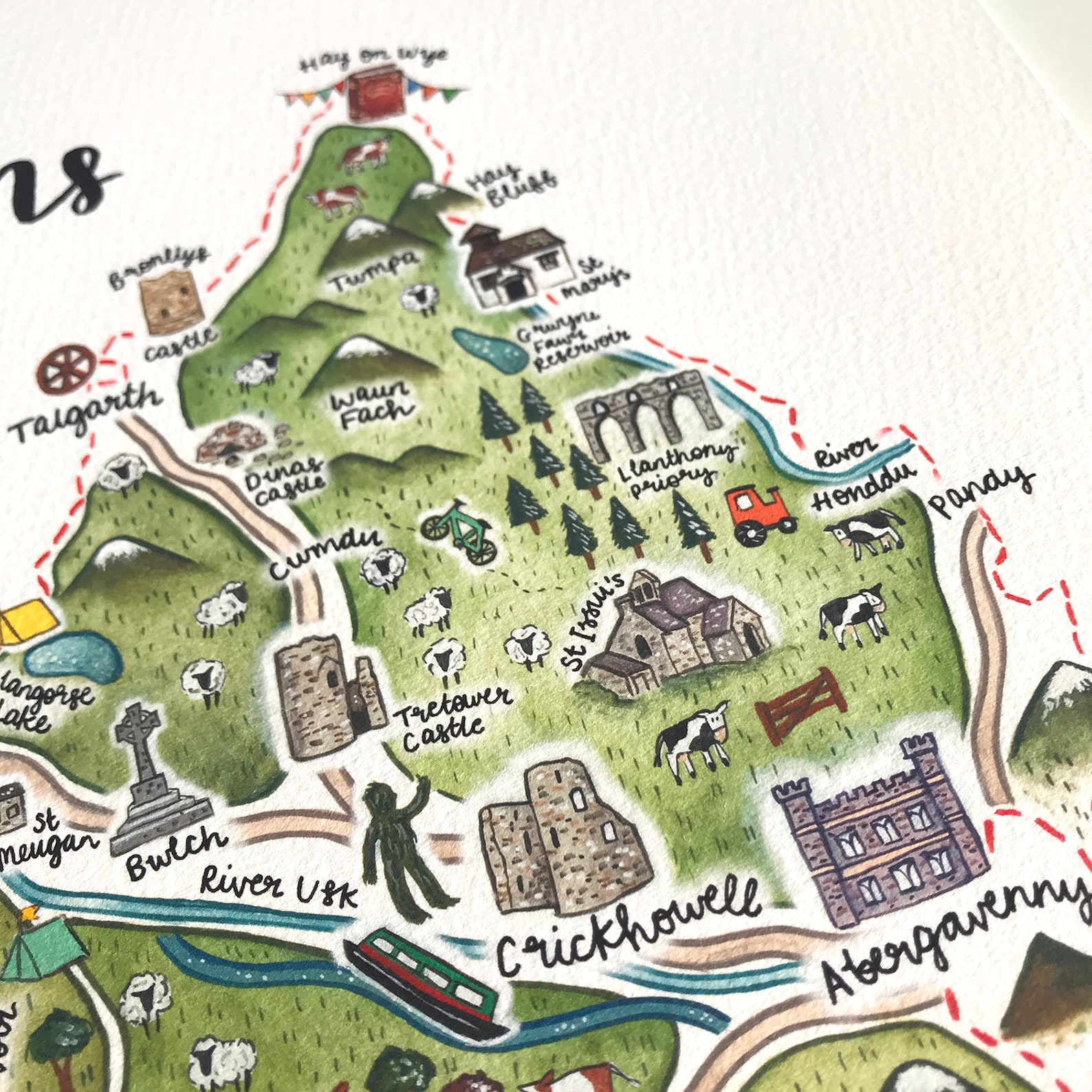 Brecon Beacons National Park Map Print Brecon Beacons Art | Etsy