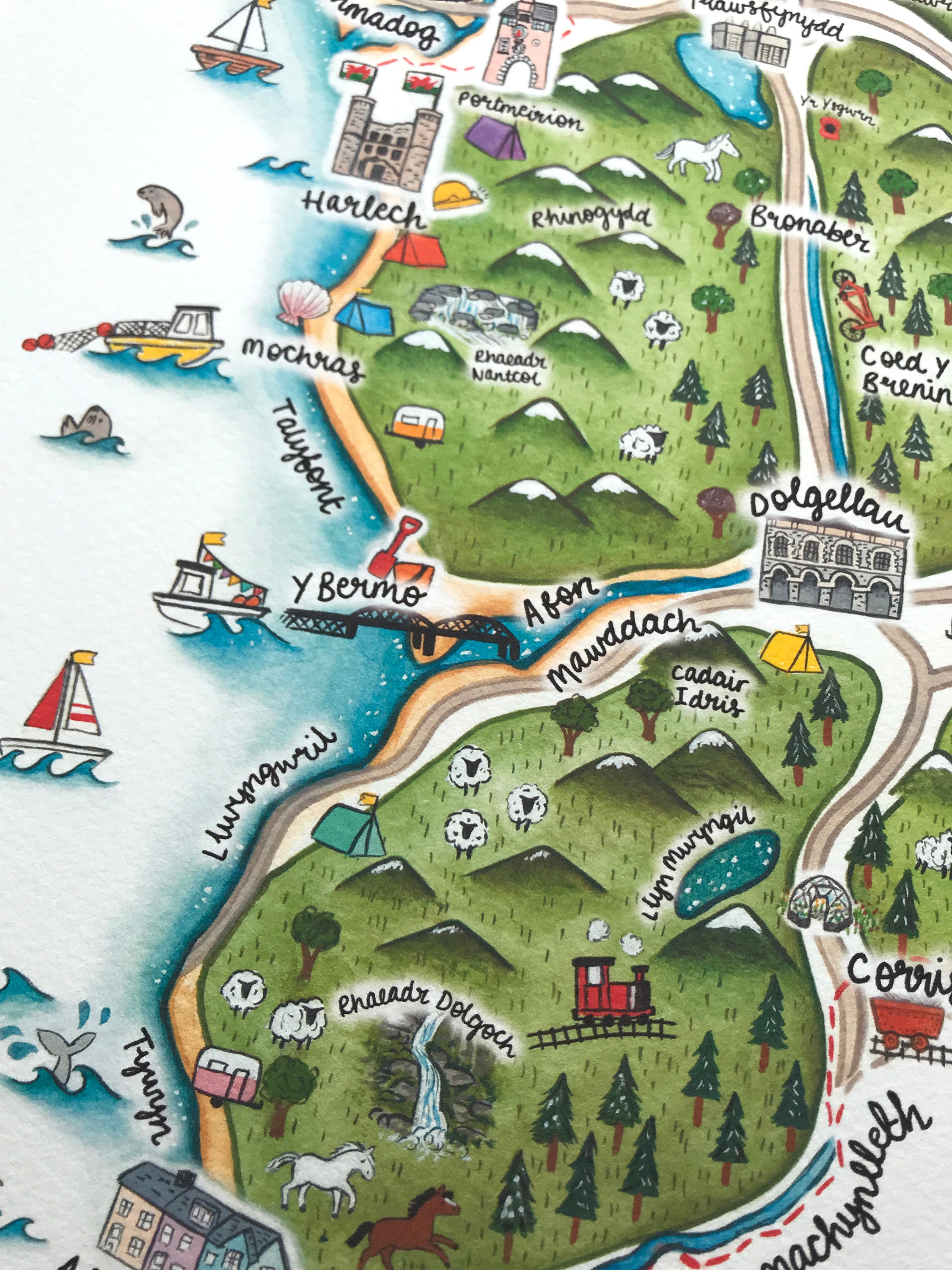 Eryri Map Print Map of Snowdonia National Park Mapiau Parc | Etsy UK